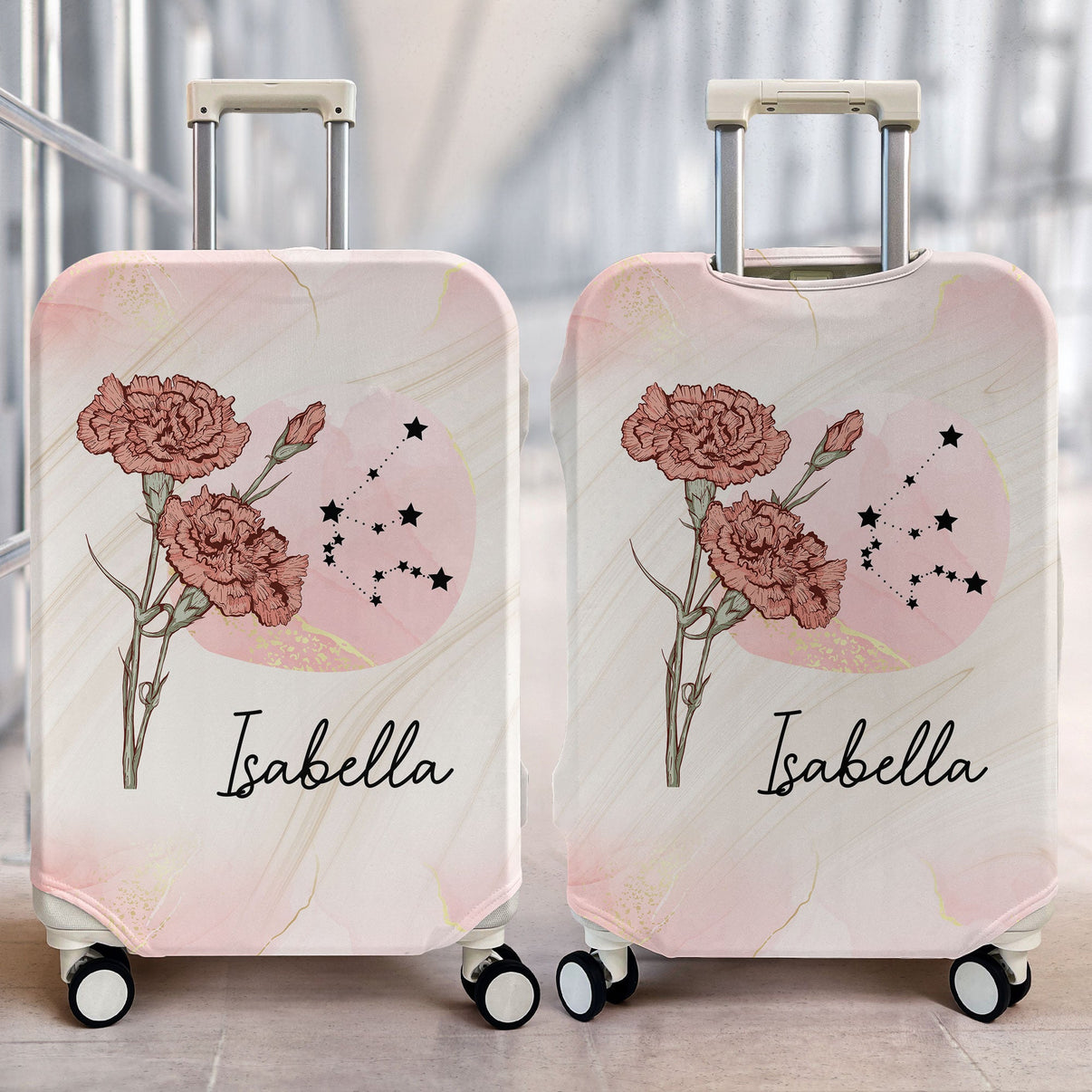 Travel Custom Celestial Birth Flower - Personalized Luggage Cover ...