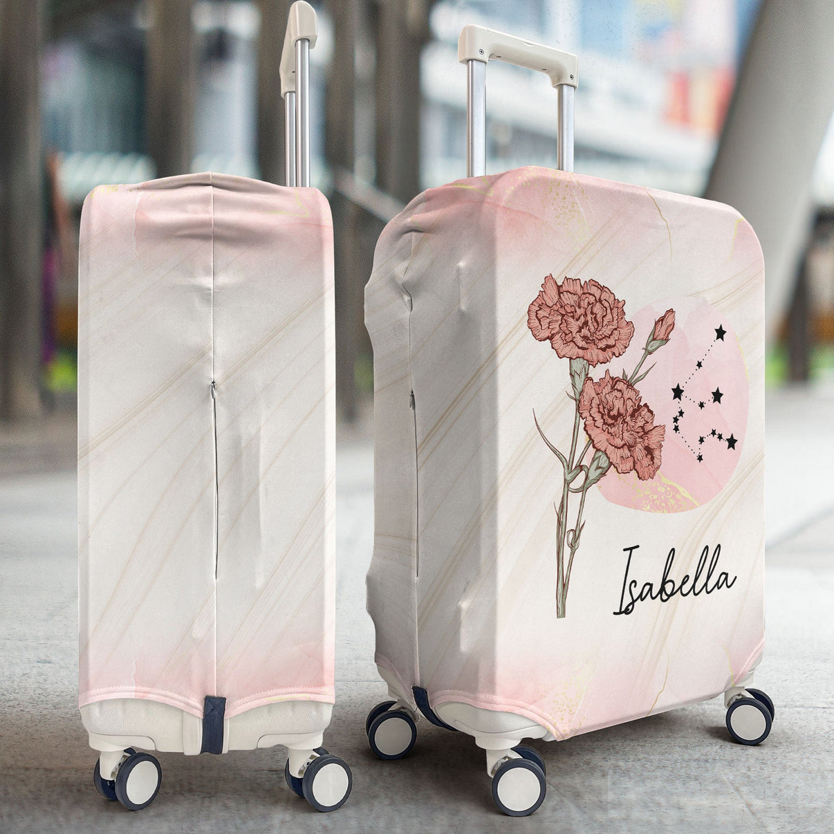 Travel Custom Celestial Birth Flower - Personalized Luggage Cover ...