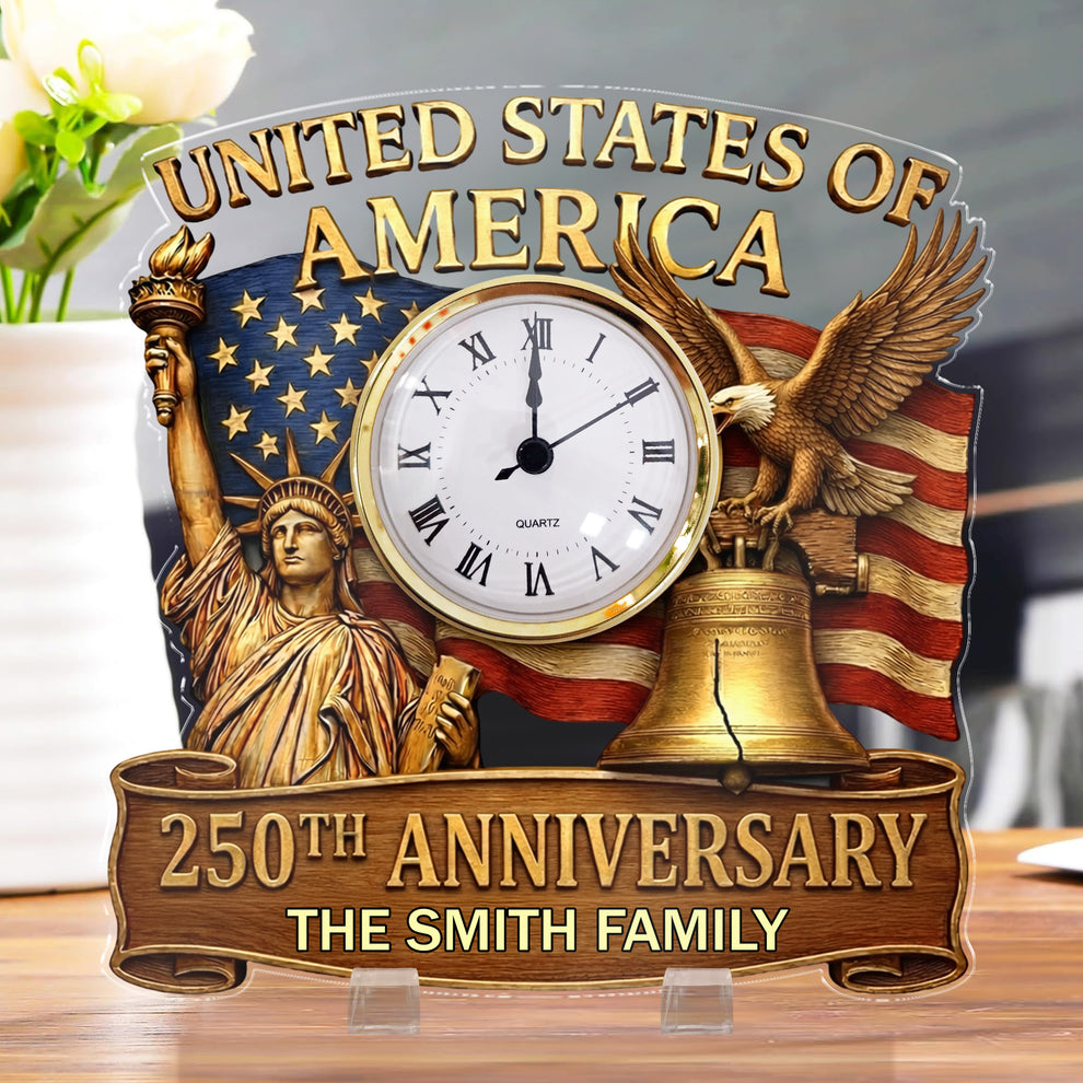 USA 250th Anniversary - Personalized Acrylic Desk Clock – Macorner
