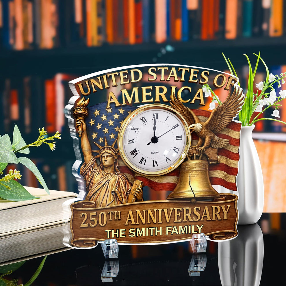 USA 250th Anniversary - Personalized Acrylic Desk Clock – Macorner