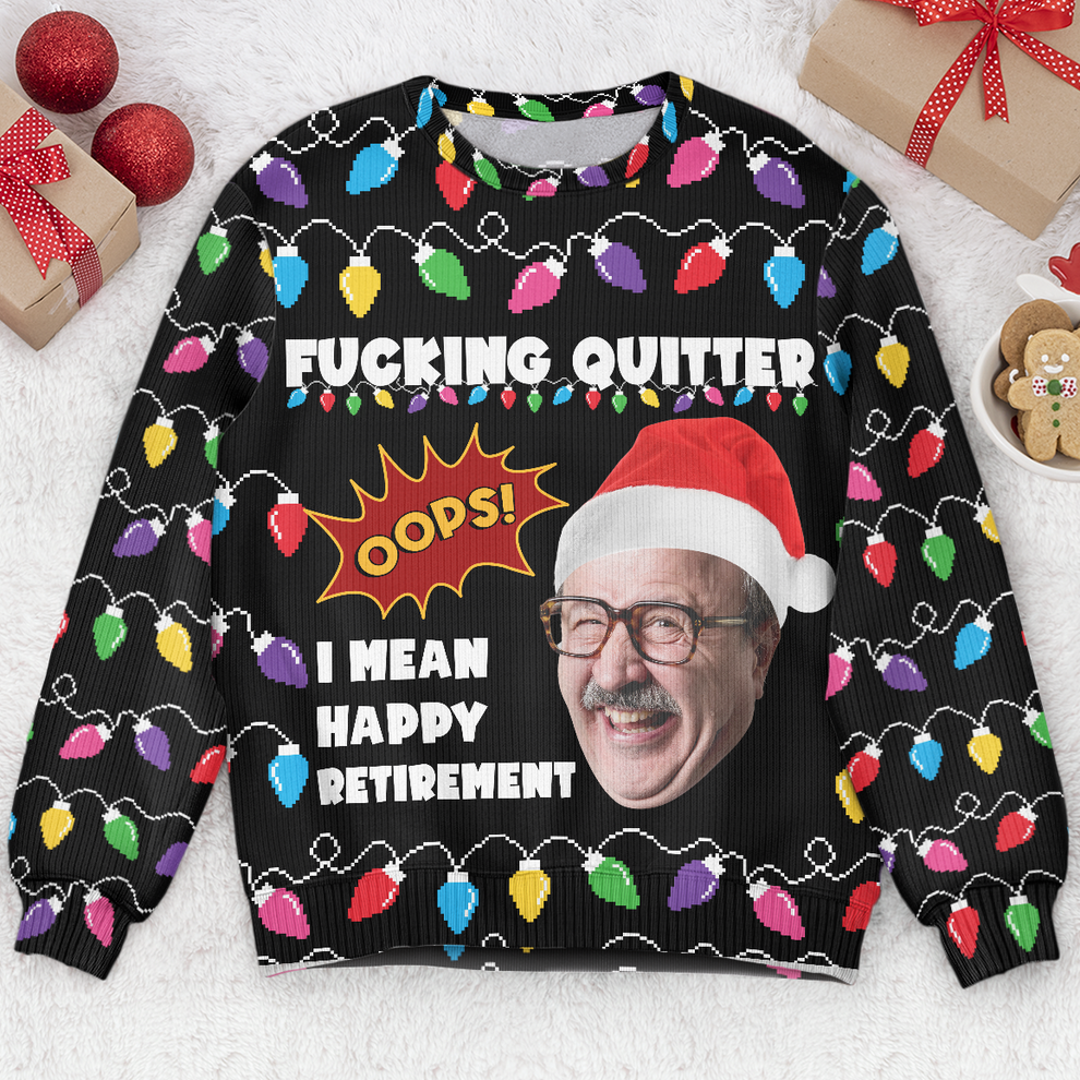 Ugly Sweater Cheers To Retire - Personalized Photo Ugly Sweater – Macorner