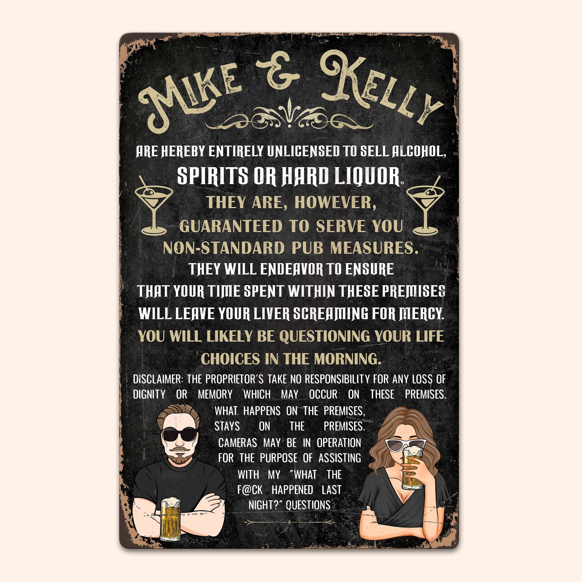 Unlicensed To Sell Alcohol - Personalized Metal Sign – Macorner
