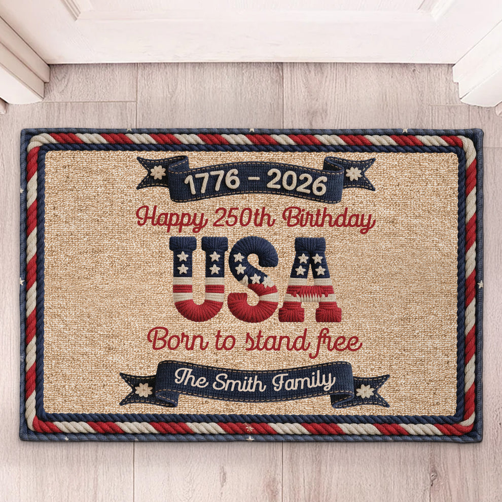 Usa 250Th Birthday Faux Yarn Pattern - Personalized Doormat – Macorner