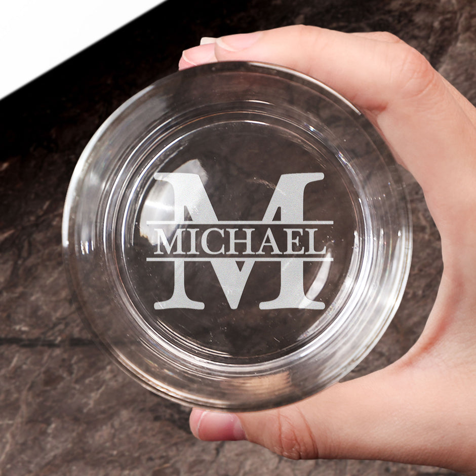 Vintage Monogram - Personalized Engraved Whiskey Glass – Macorner