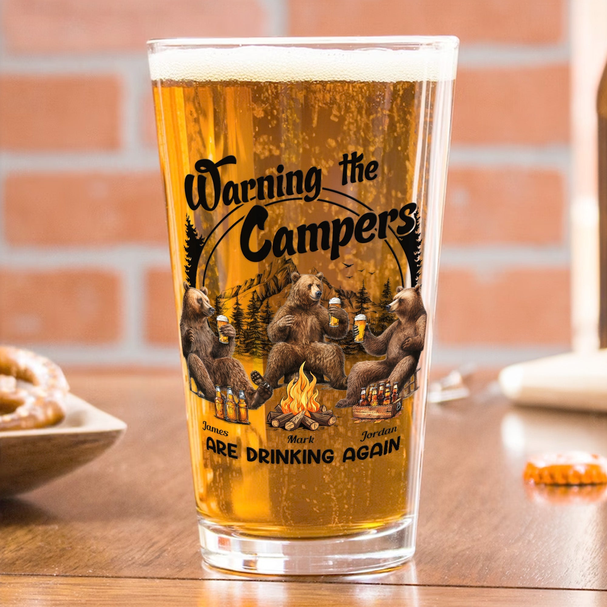Warning The Campers Are Dinking Again - Personalized Beer Glass – Macorner