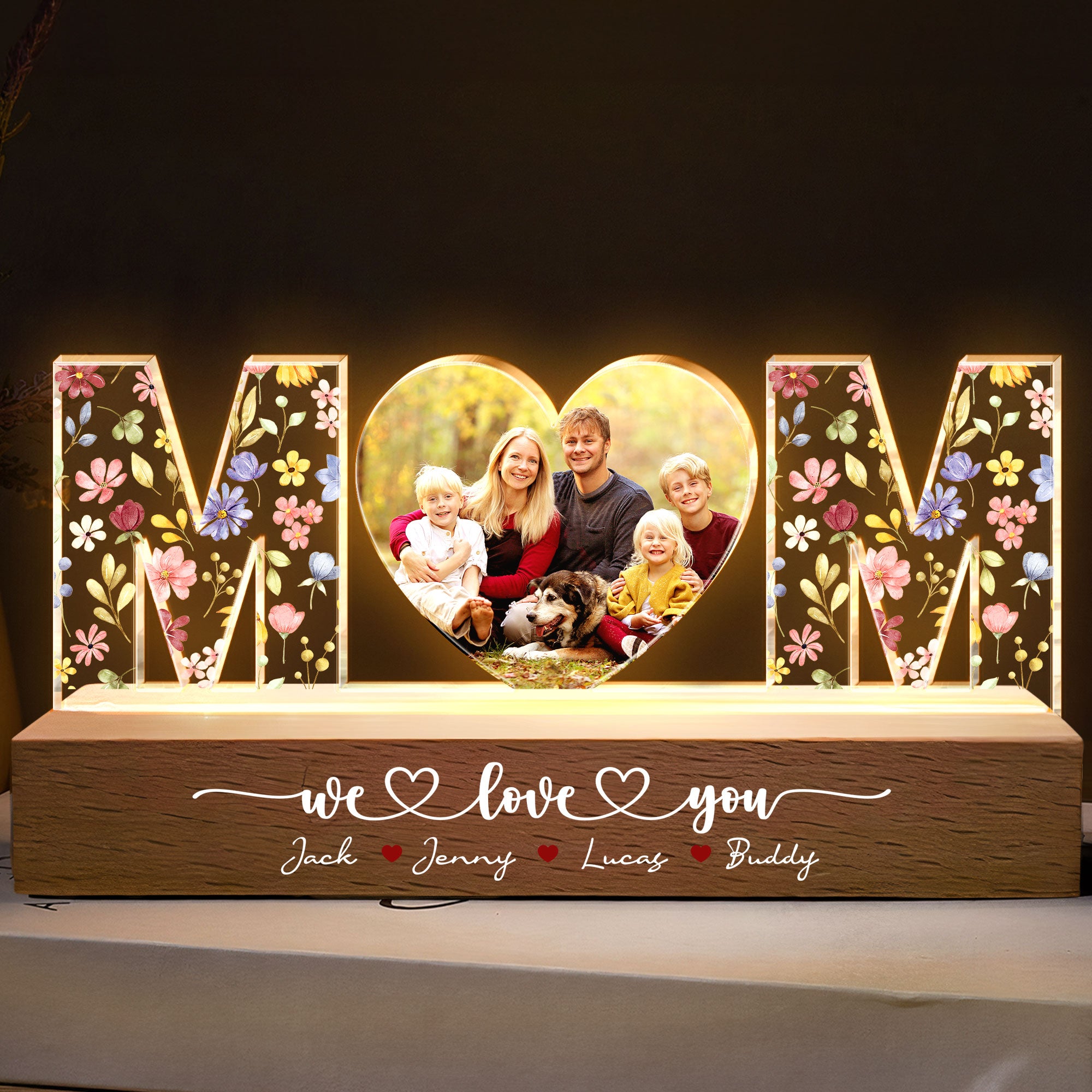 We Love You Mom Gift For Her - Persoanlized Photo LED Night Light ...