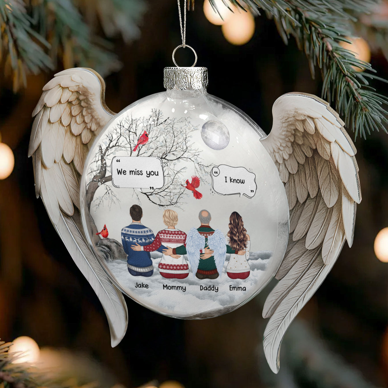 We Miss You Memorial Christmas Ornament - Personalized Memorial Glass ...