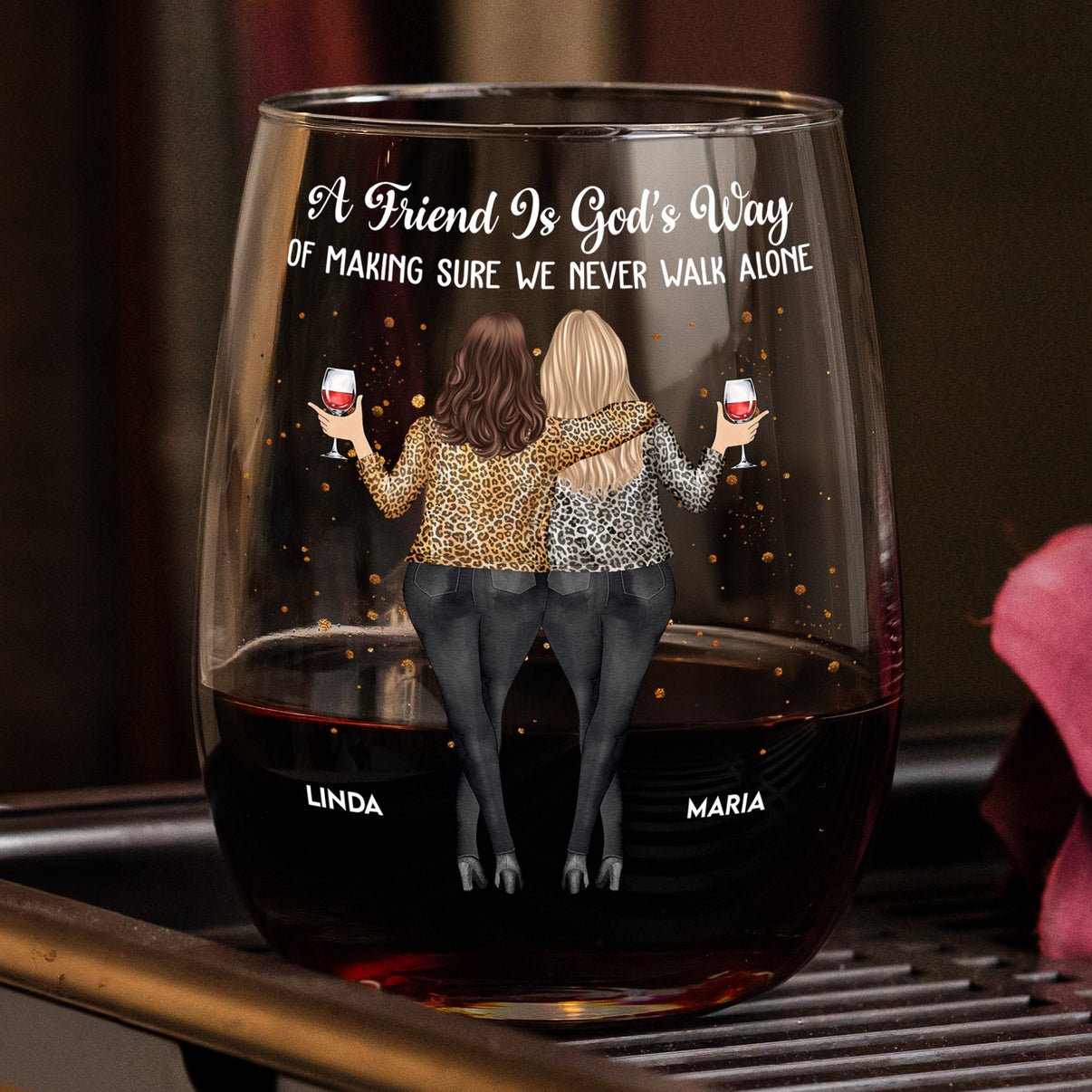 We Never Walk Alone Friendship - Personalized Stemless Wine Glass - Gi ...