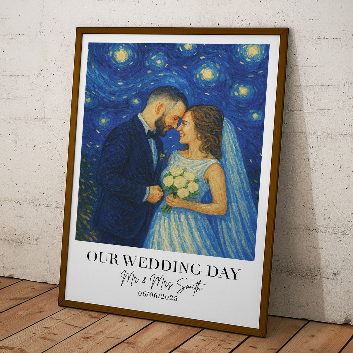 Wedding Gift Wedding Anniversary Van Gogh Wall Art - Personalized Phot ...