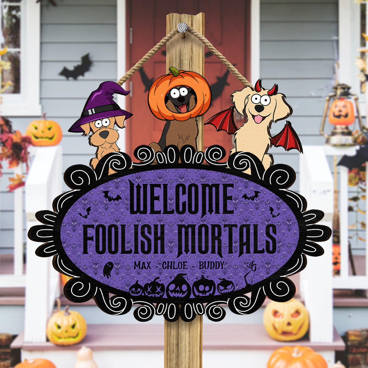 Welcome Foolish Mortals - Personalized Wood Sign – Macorner