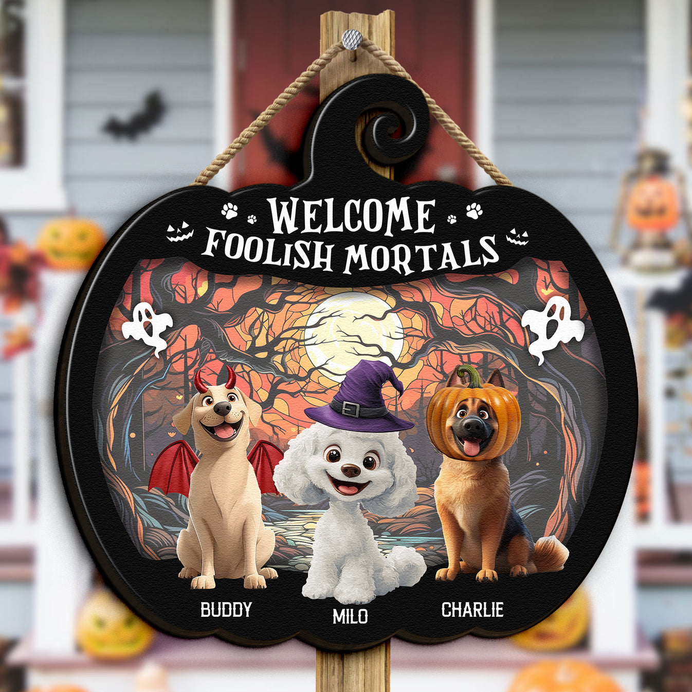 Welcome Foolish Mortals - Personalized Wood Sign – Macorner
