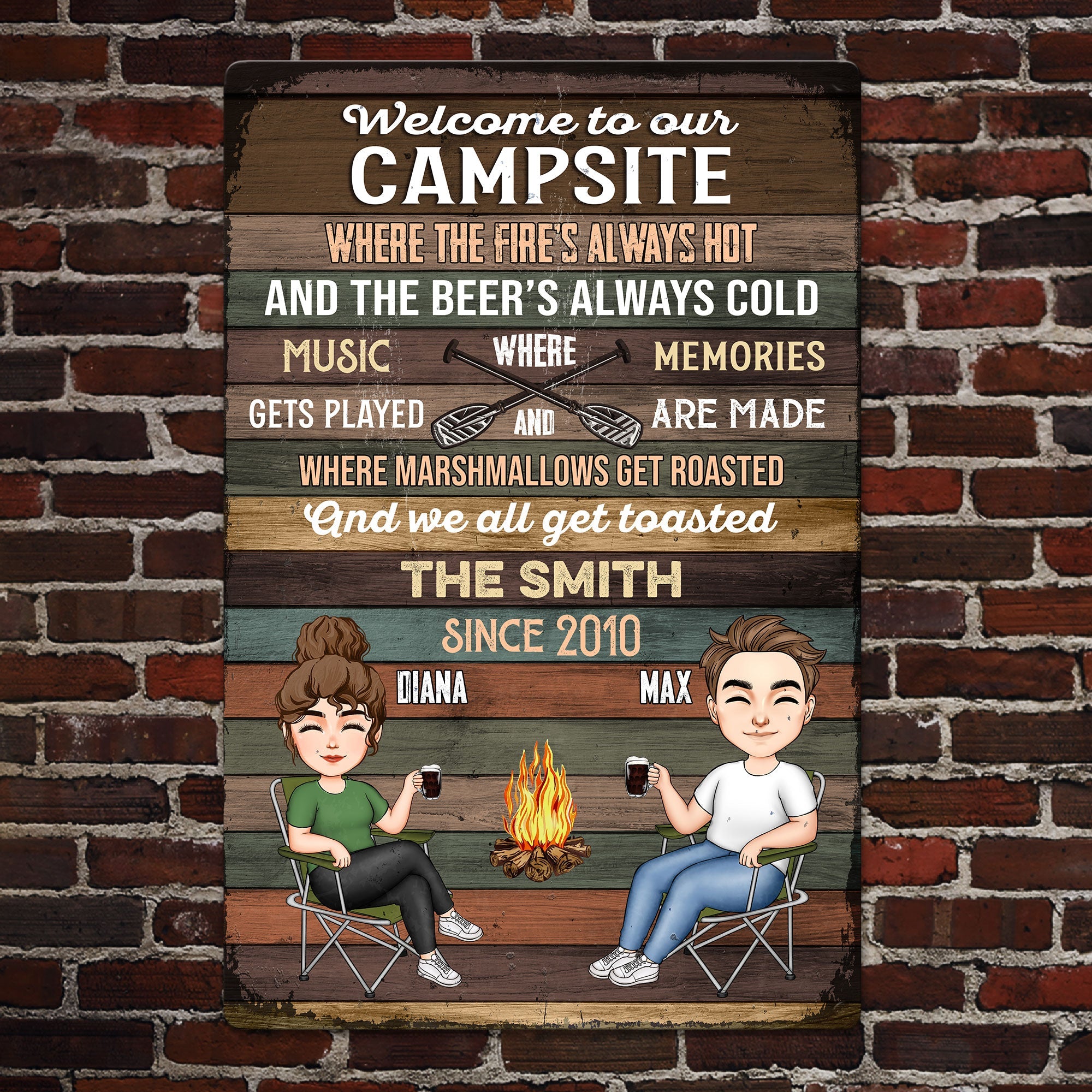 Welcome To Our Campsite - Personalized Metal Sign - Birthday, Funny ...