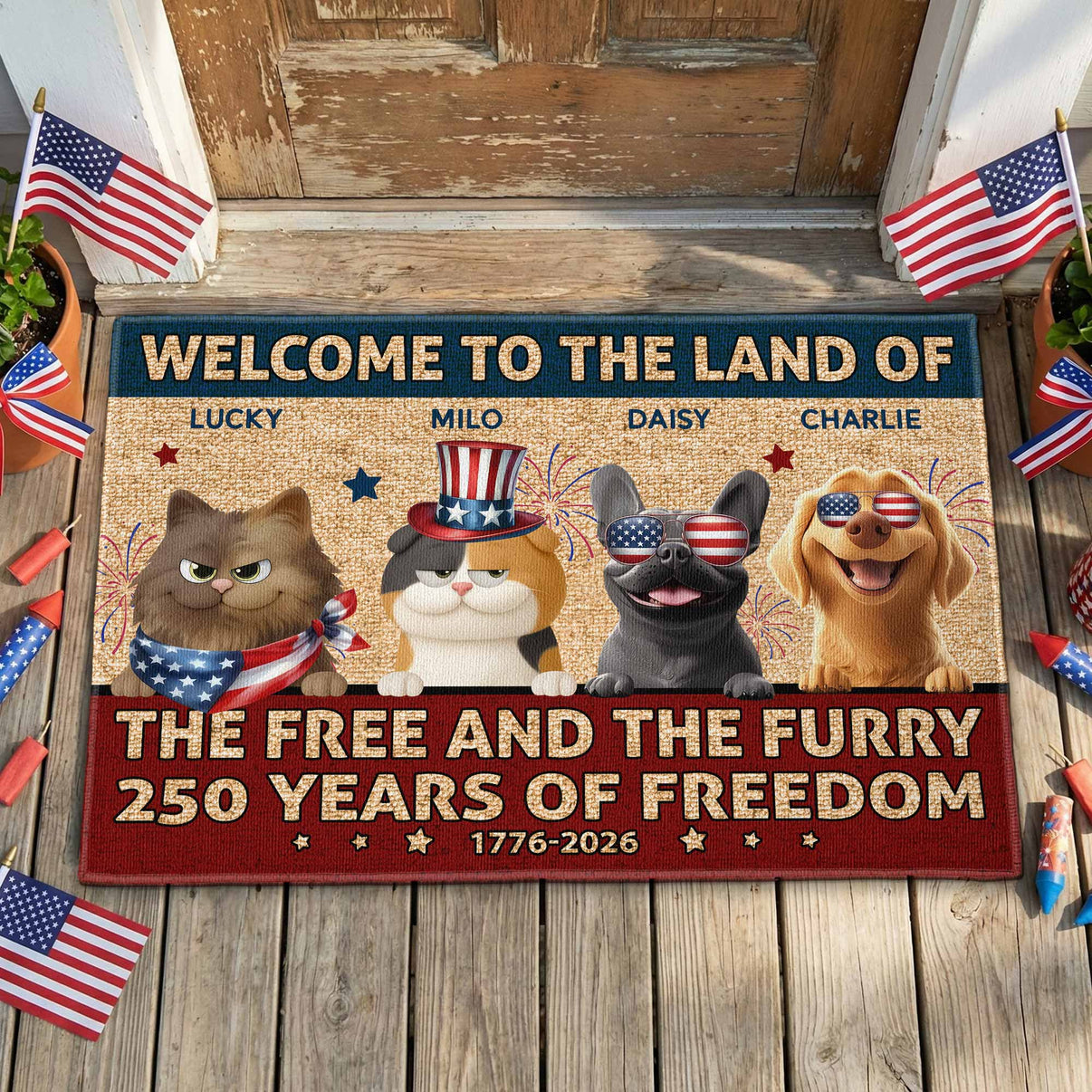 Welcome To The Land Of The Free And Furry - Personalized Doormat – Macorner