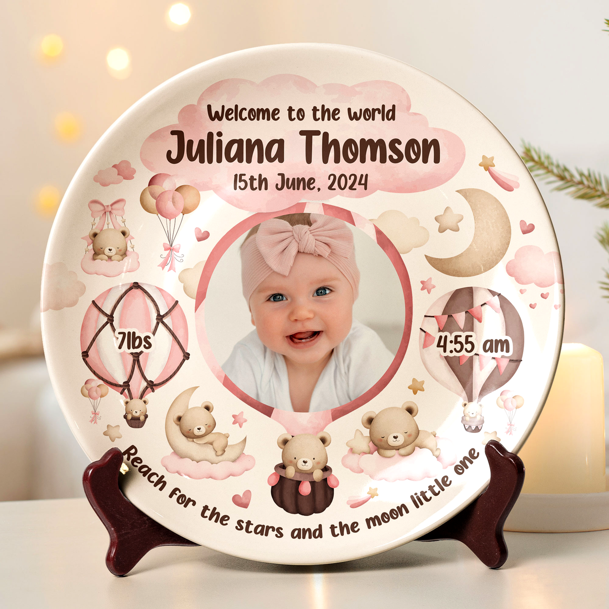 Welcome To The World Newborn Birth Plate - Personalized Photo Ceramic ...