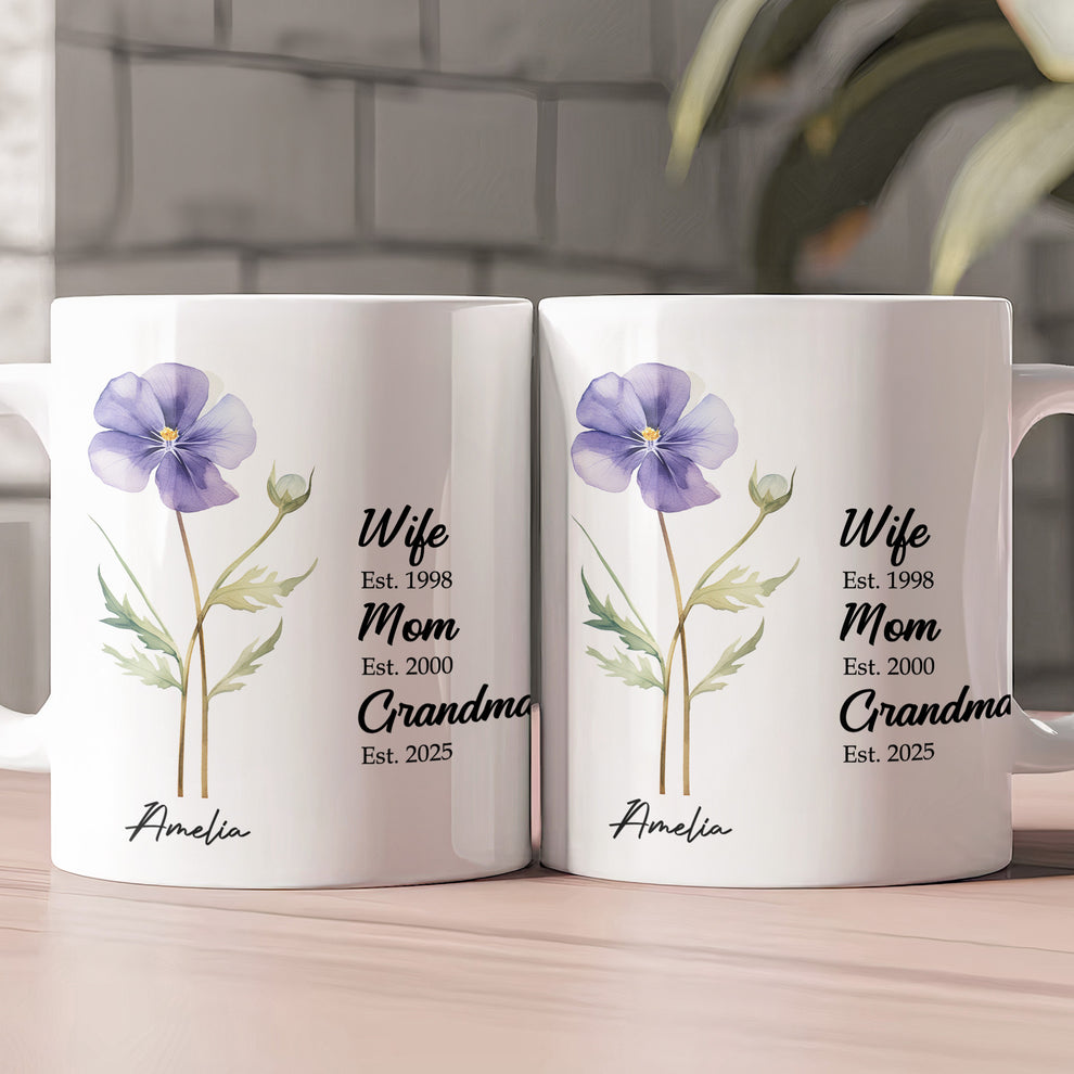 Wife Mom Grandma Birth Flower - Personalized Mug – Macorner