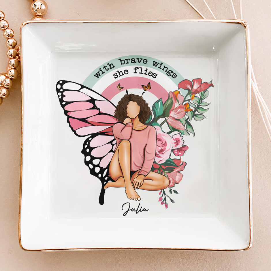 With Brave Wings She Flies - Personalized Jewelry Dish – Macorner