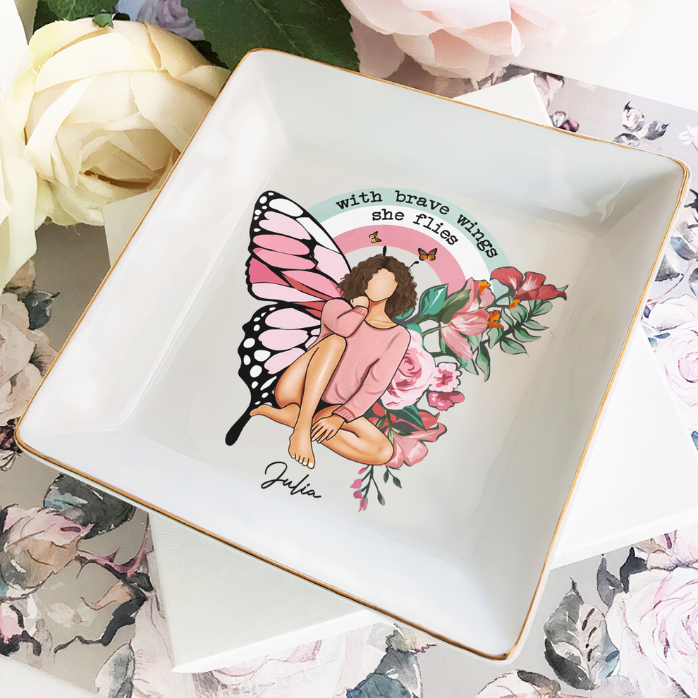 With Brave Wings She Flies - Personalized Jewelry Dish – Macorner