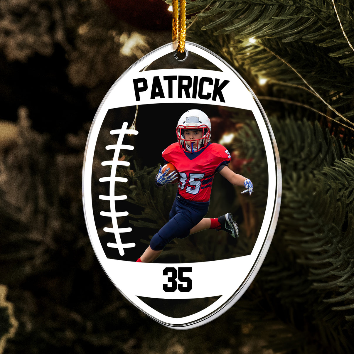 Xmas Football Ball Shape Custom Name Number - Personalized Acrylic Pho ...