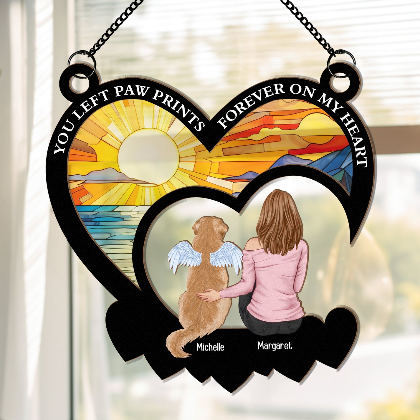 You Left Paw Prints On My Heart - Personalized Window Hanging ...