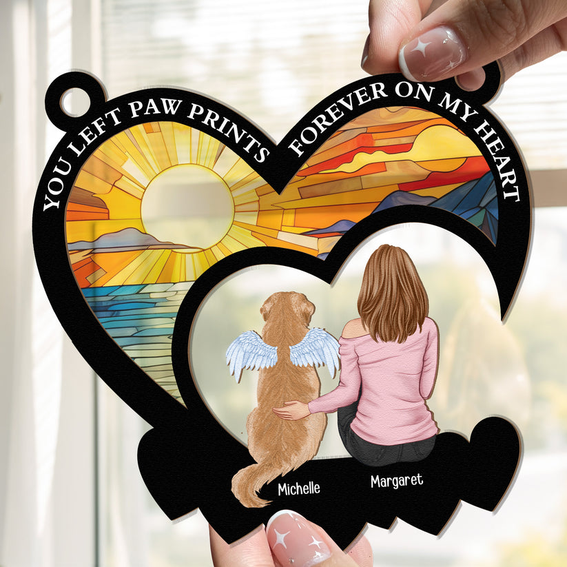 You Left Paw Prints On My Heart - Personalized Window Hanging ...
