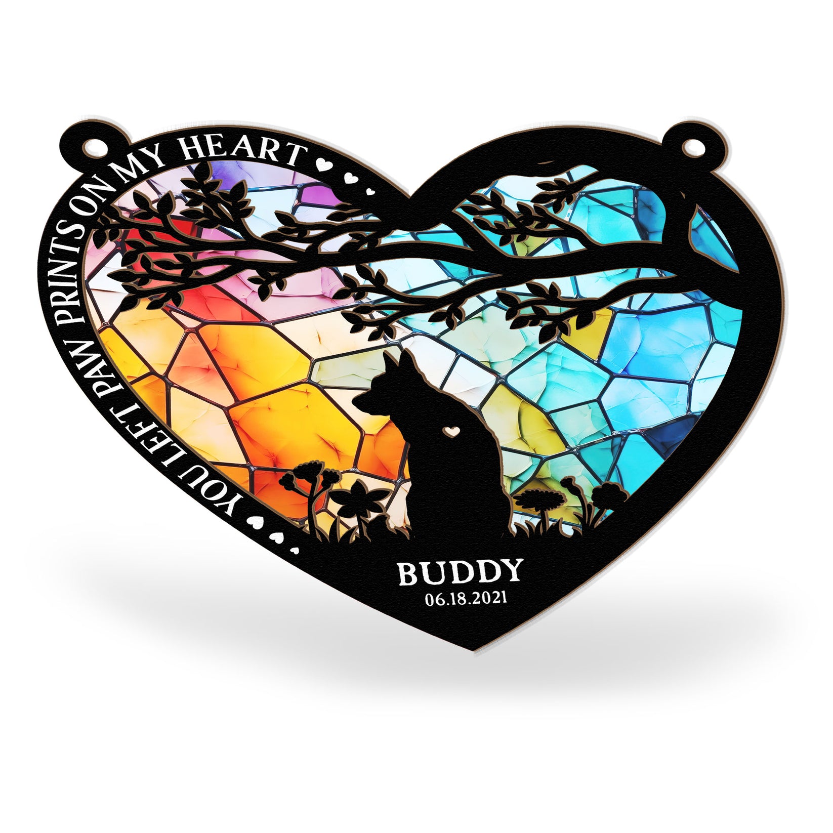 You Left Paw Prints On My Heart - Personalized Window Hanging ...