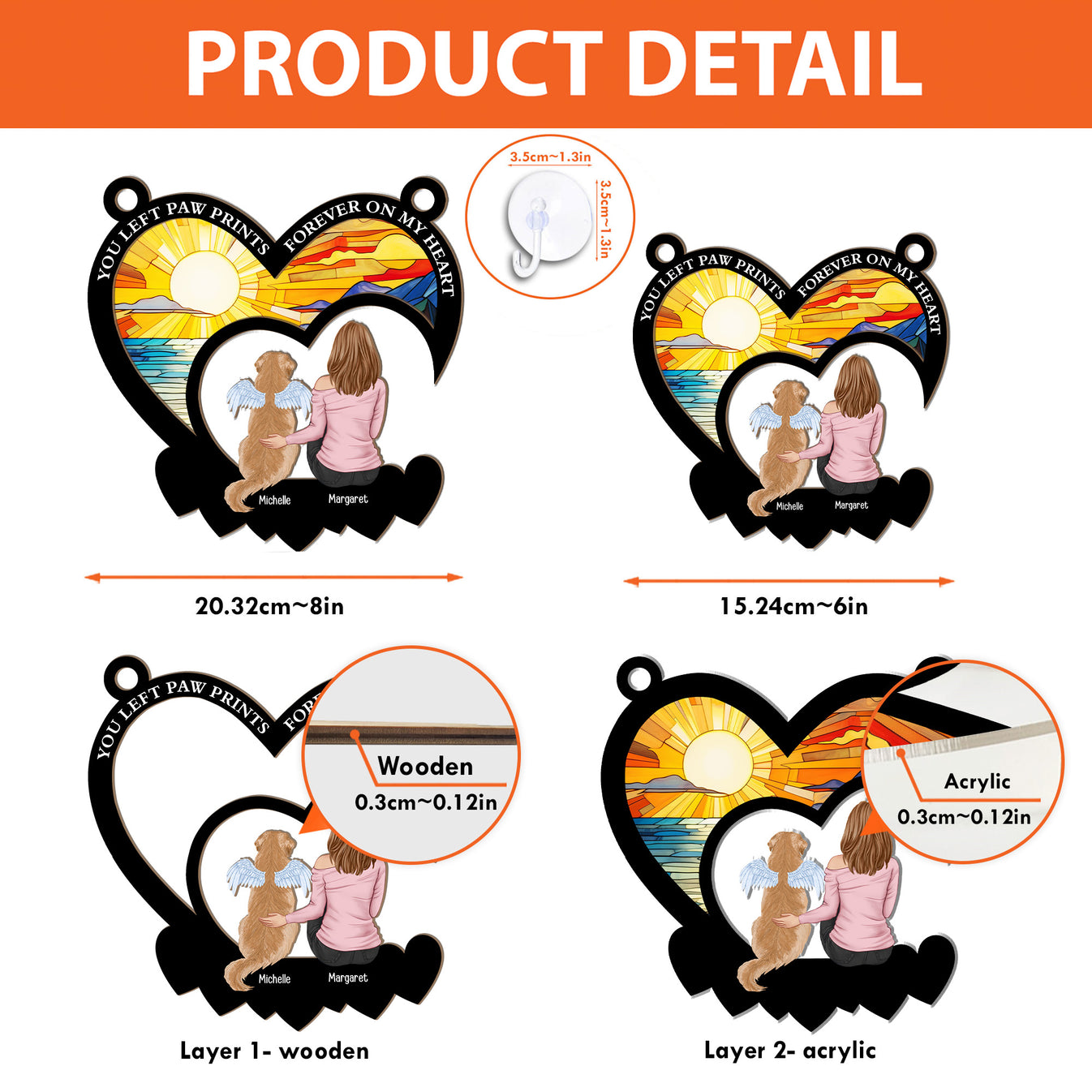 You Left Paw Prints On My Heart - Personalized Window Hanging ...