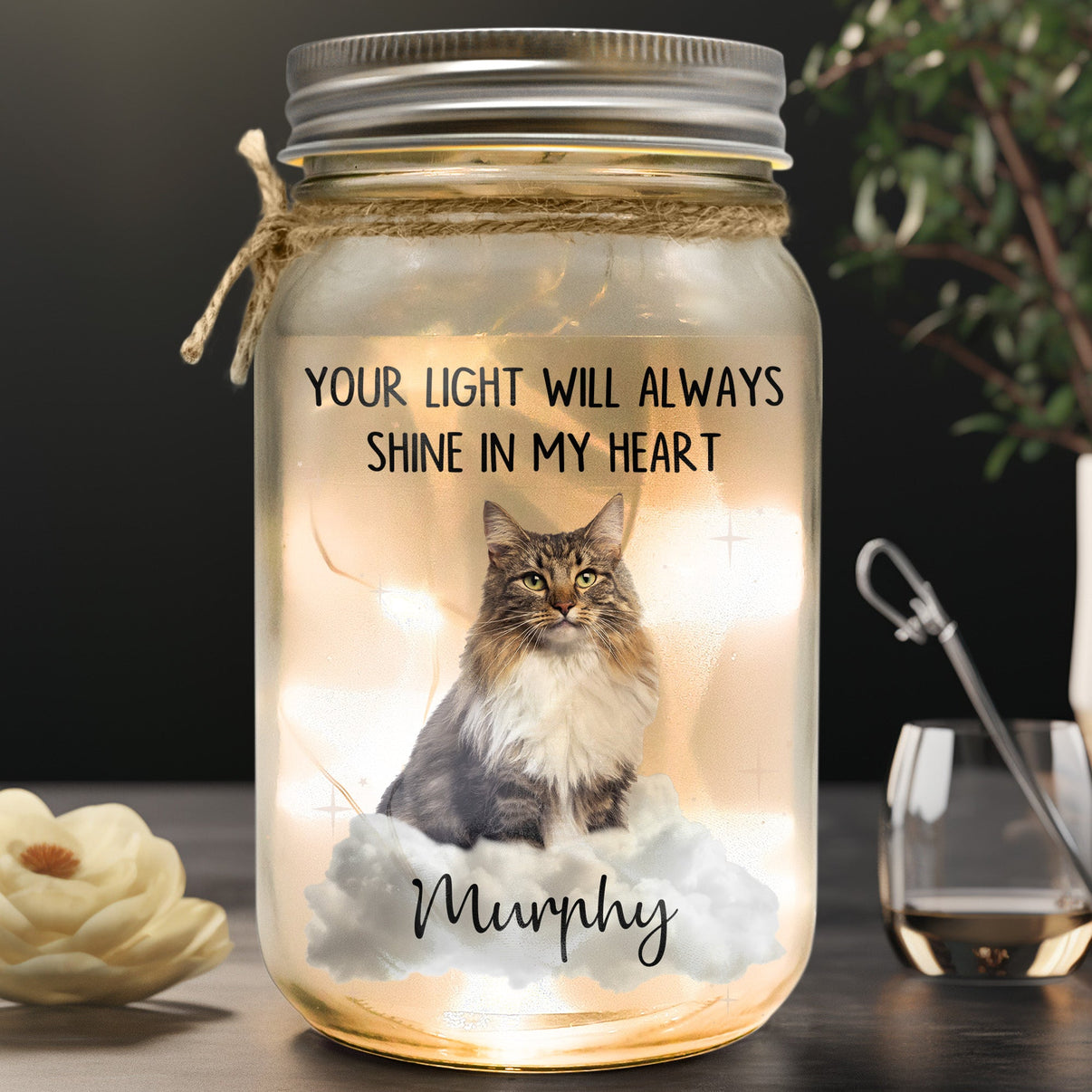 Your Light Will Always Shine In My Heart - Personalized Photo Mason Jar ...
