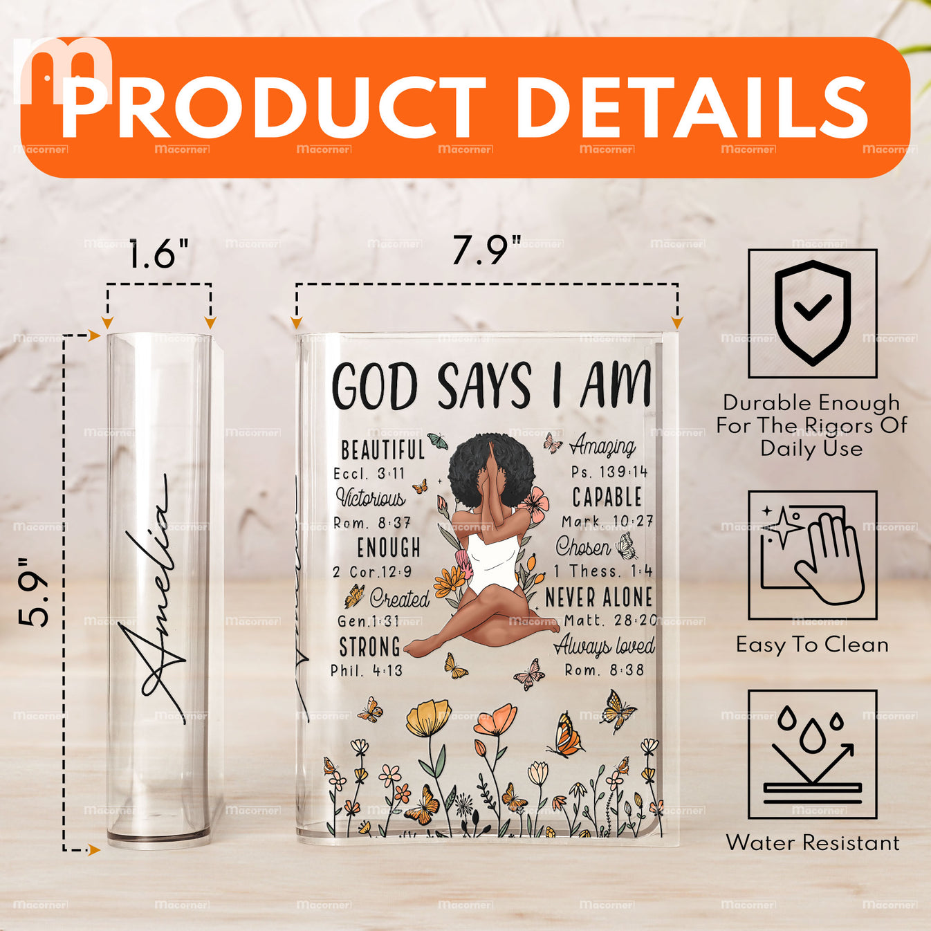 God Says I Am Beautiful Amazing - Personalized Acrylic Book Vase – Macorner