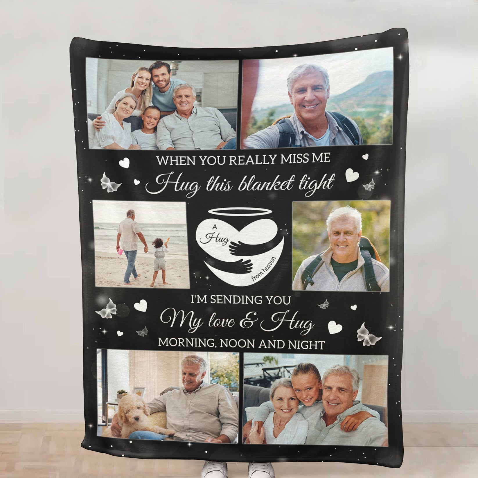 A Hug From Heaven Memorial Gift - Personalized Memory Photo Blanket ...