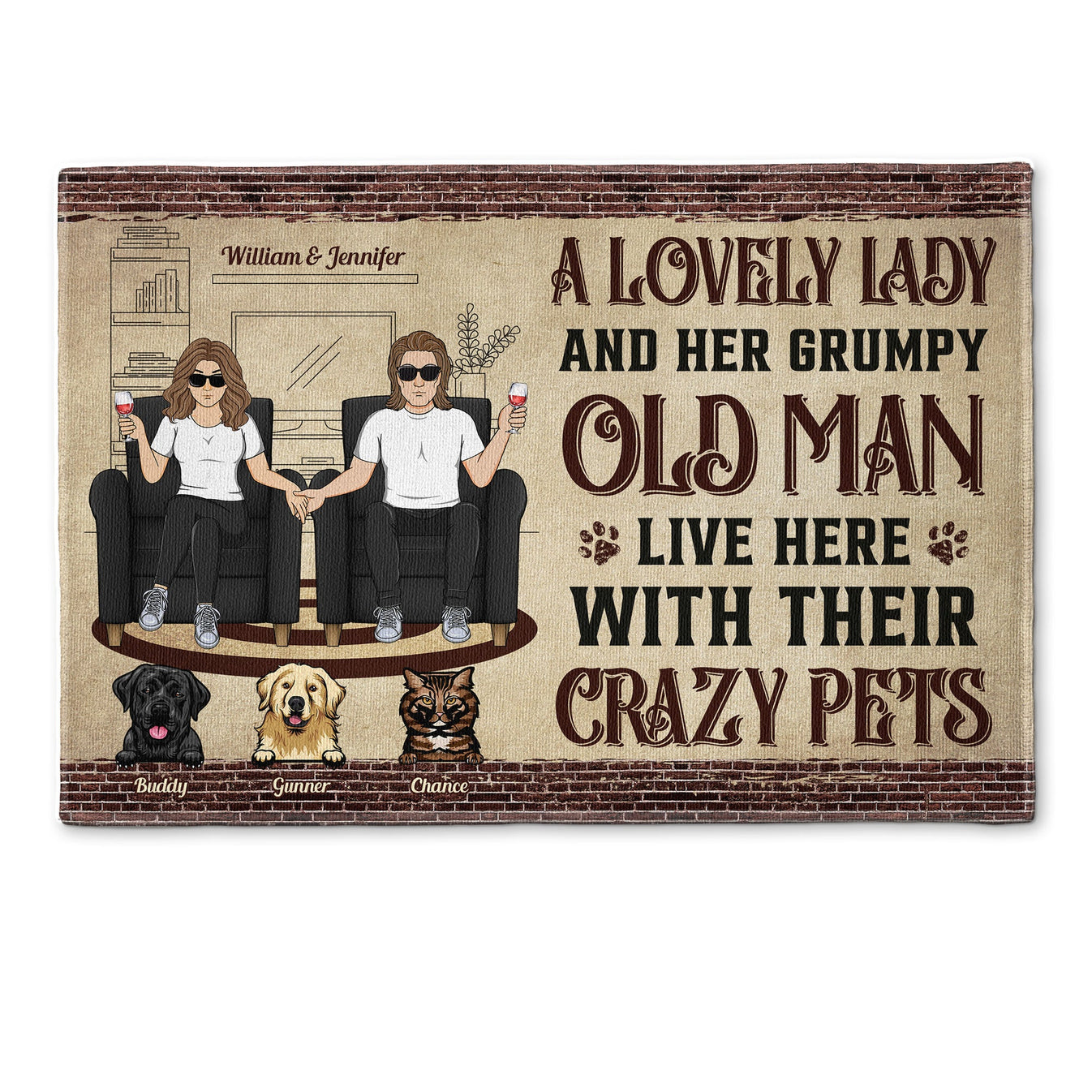 A Lovely Lady And Her Grumpy Old Man Live Here - Personalized Doormat ...