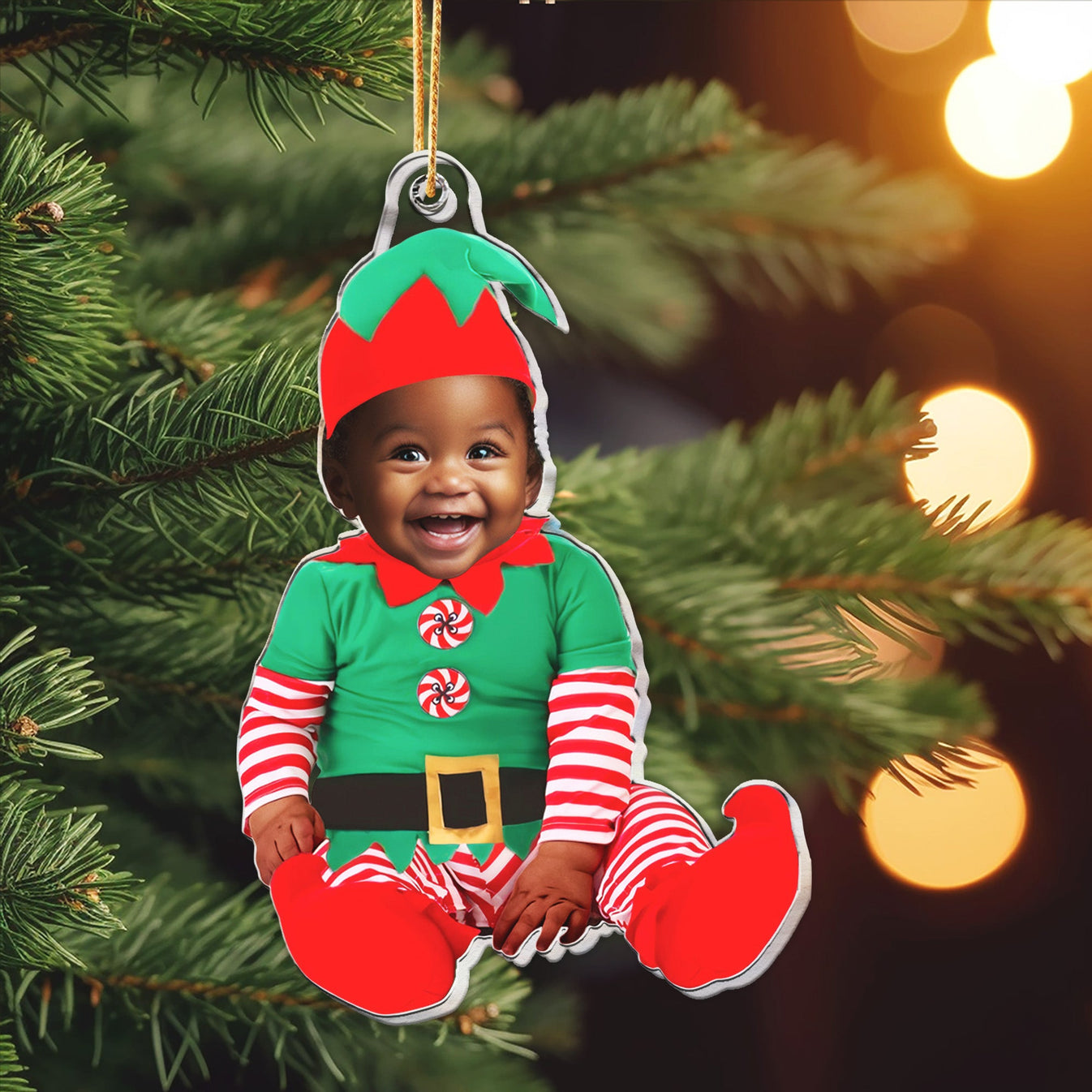 Adorable Newborn Baby Elf - Personalized Babys Photo First Christmas ...