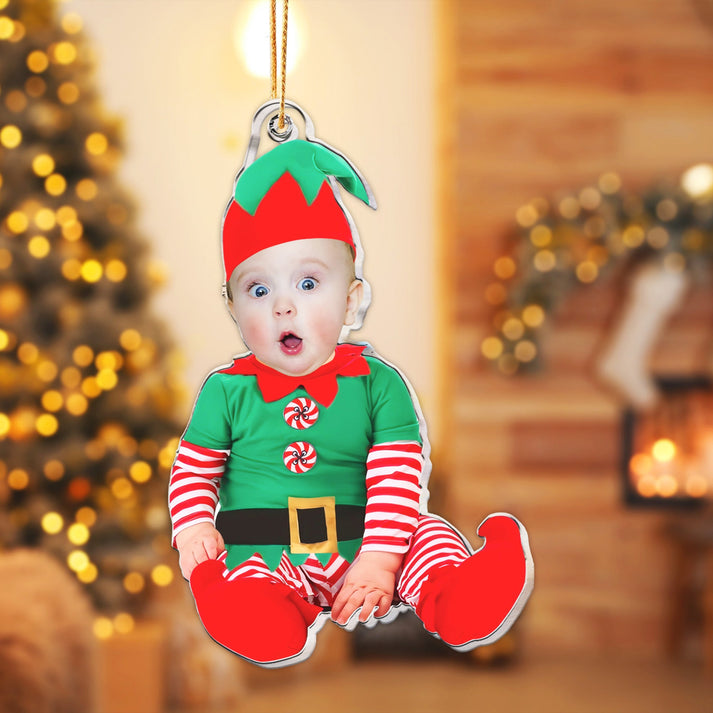 Adorable Newborn Baby Elf - Personalized Babys Photo First Christmas ...
