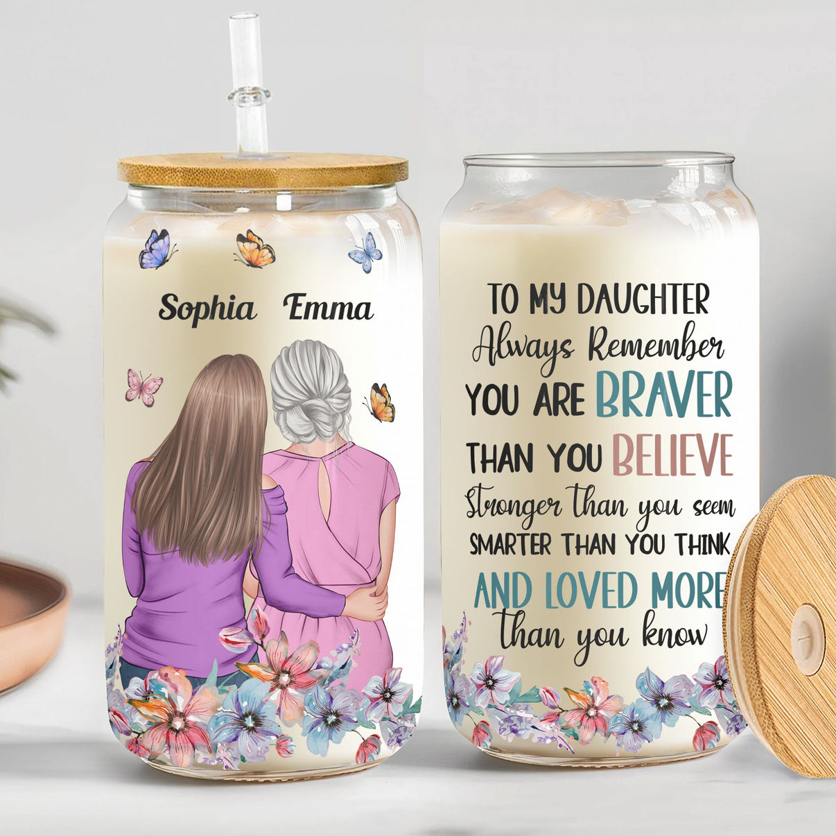 Always Remember You Are Braver - Personalized Clear Glass Cup – Macorner