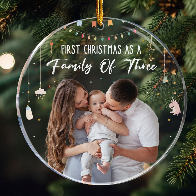 Baby First Christmas As A Family Of Three - Personalized Photo Acrylic ...