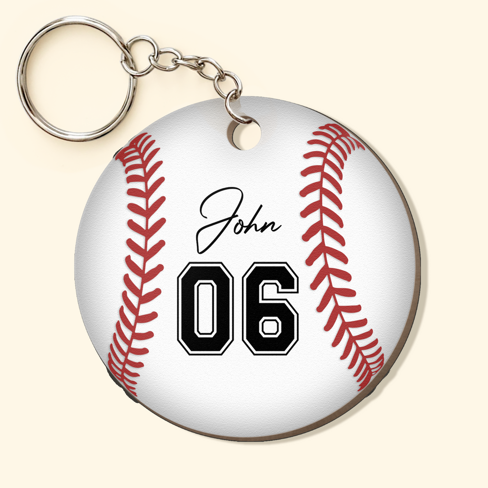 Baseball Ball - Personalized Wooden Keychain – Macorner