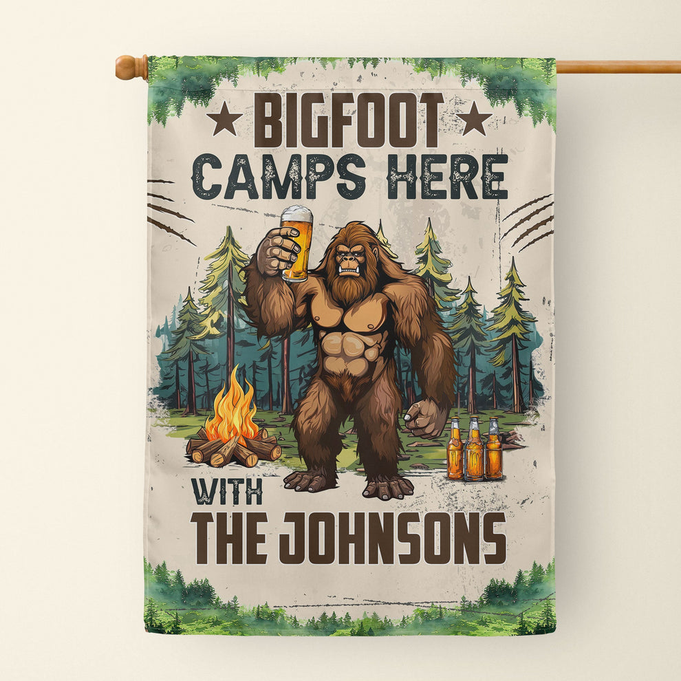 Bigfoot Camps Here With Us - Personalized Flag – Macorner