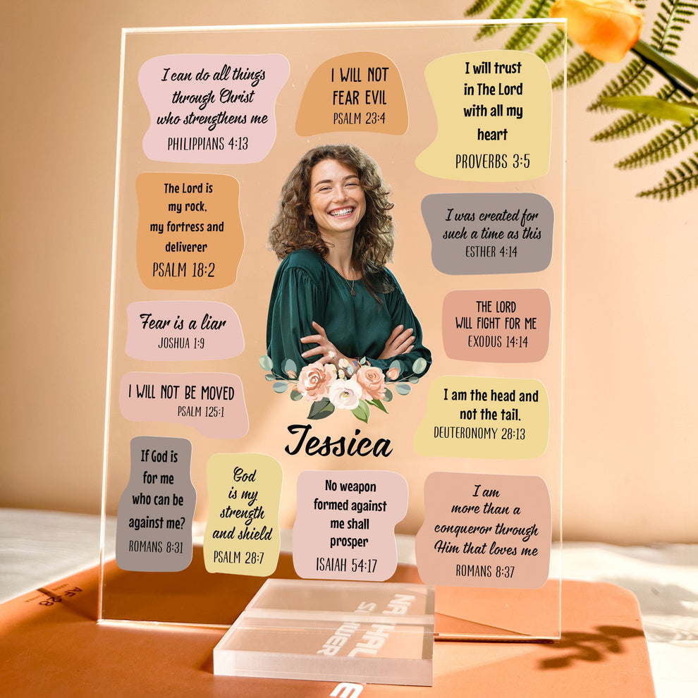 Christian Bible Verse Affirmations - Personalized Acrylic Photo Plaque Christmas Gift For ...