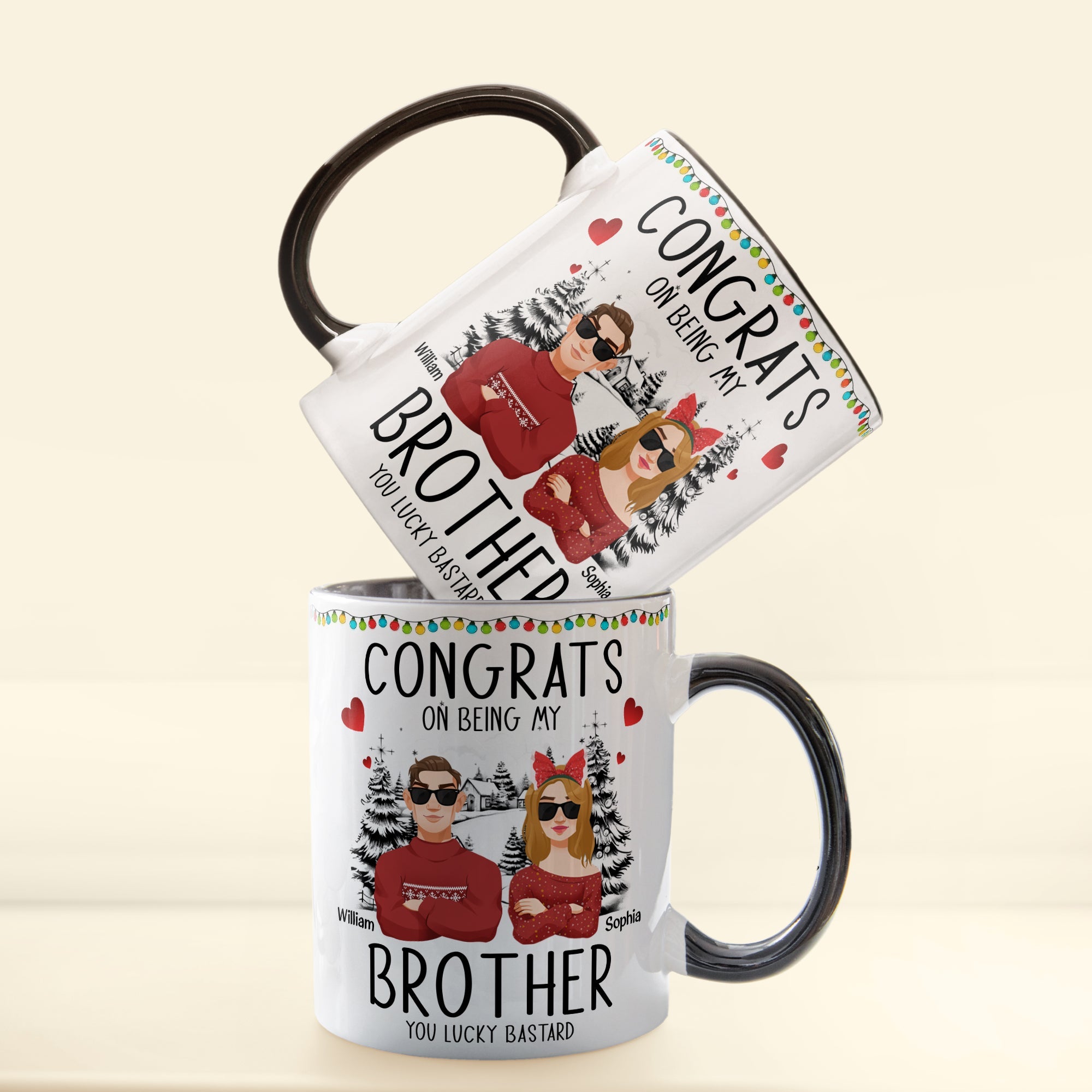 Congrats On Being My Sibling - Personalized Accent Mug – Macorner