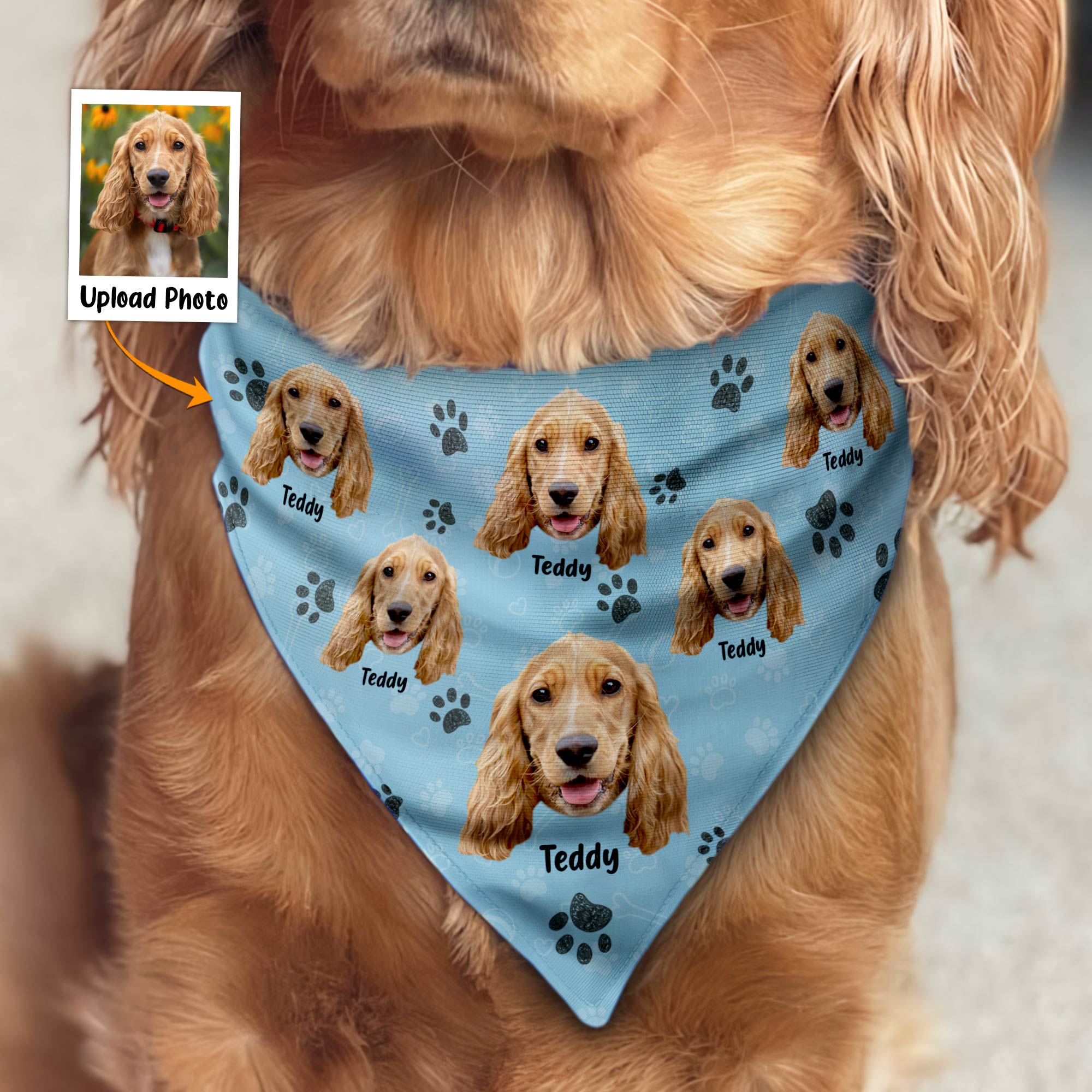 Custom Dog Face And Dog Name - Personalized Photo Bandana Collar – Macorner