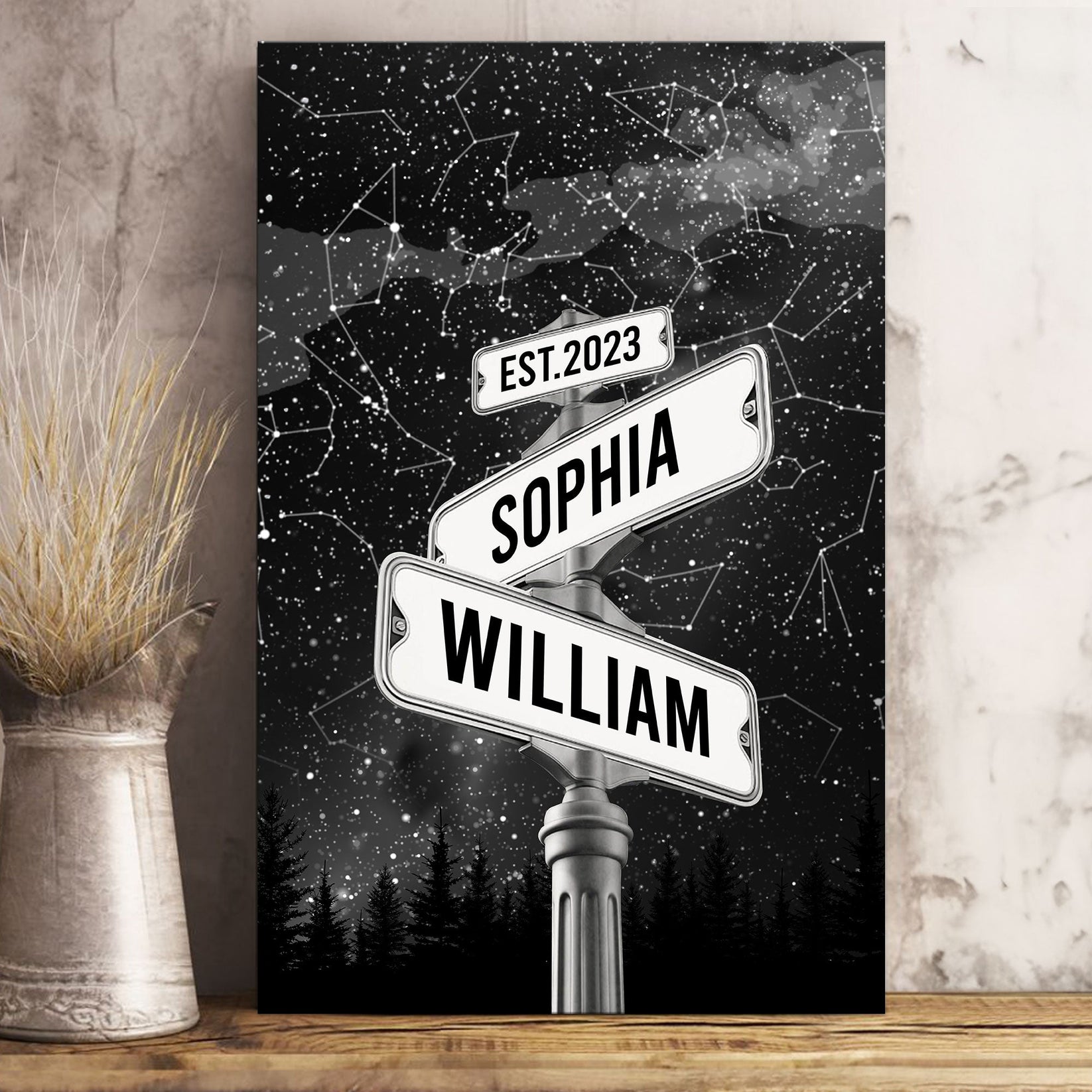 Custom Name Street Sign Star Map Wedding Couple Gift - Personalized ...