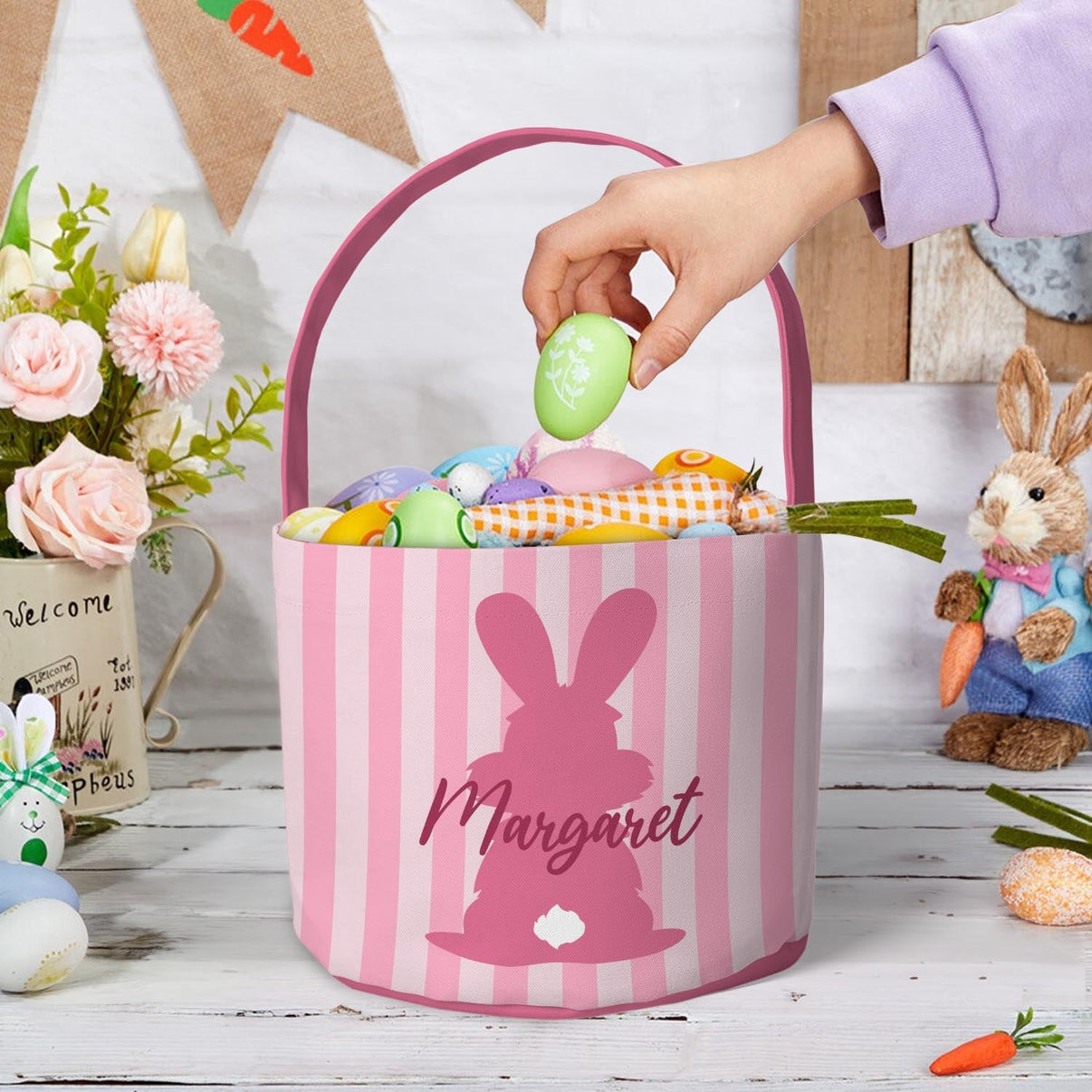 Customizing Kid's Name With Easter Bunny - Personalized Easter Basket ...