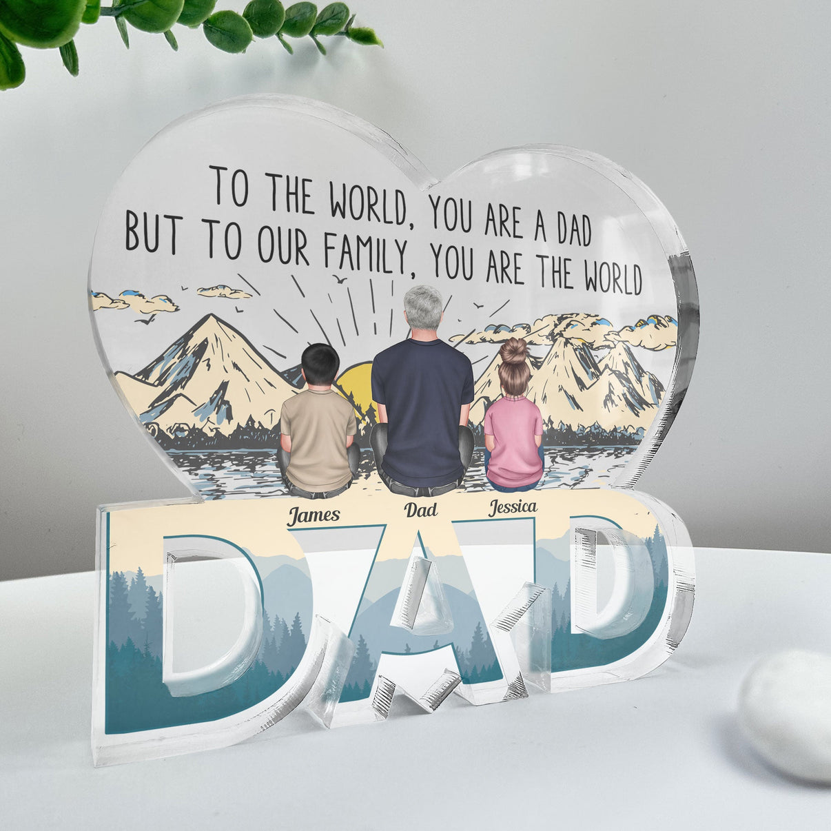 Dad To Our Family You Are The World - Personalized Custom Dad-Shaped ...