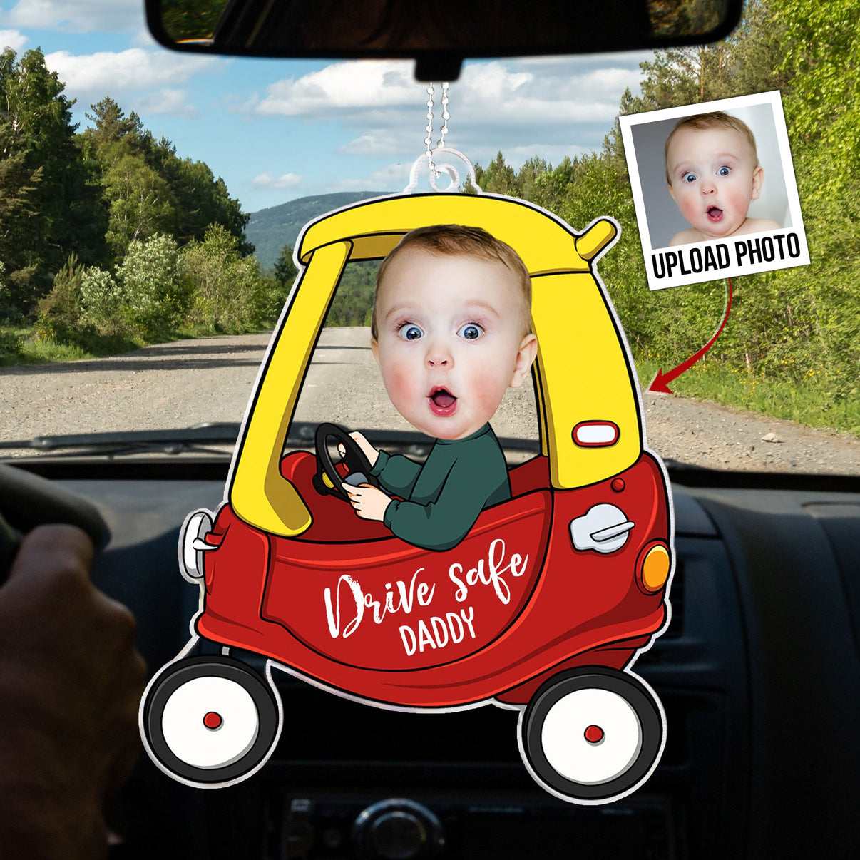 Drive Safe Daddy - Personalized Photo Rear View Mirror Accessory – Macorner