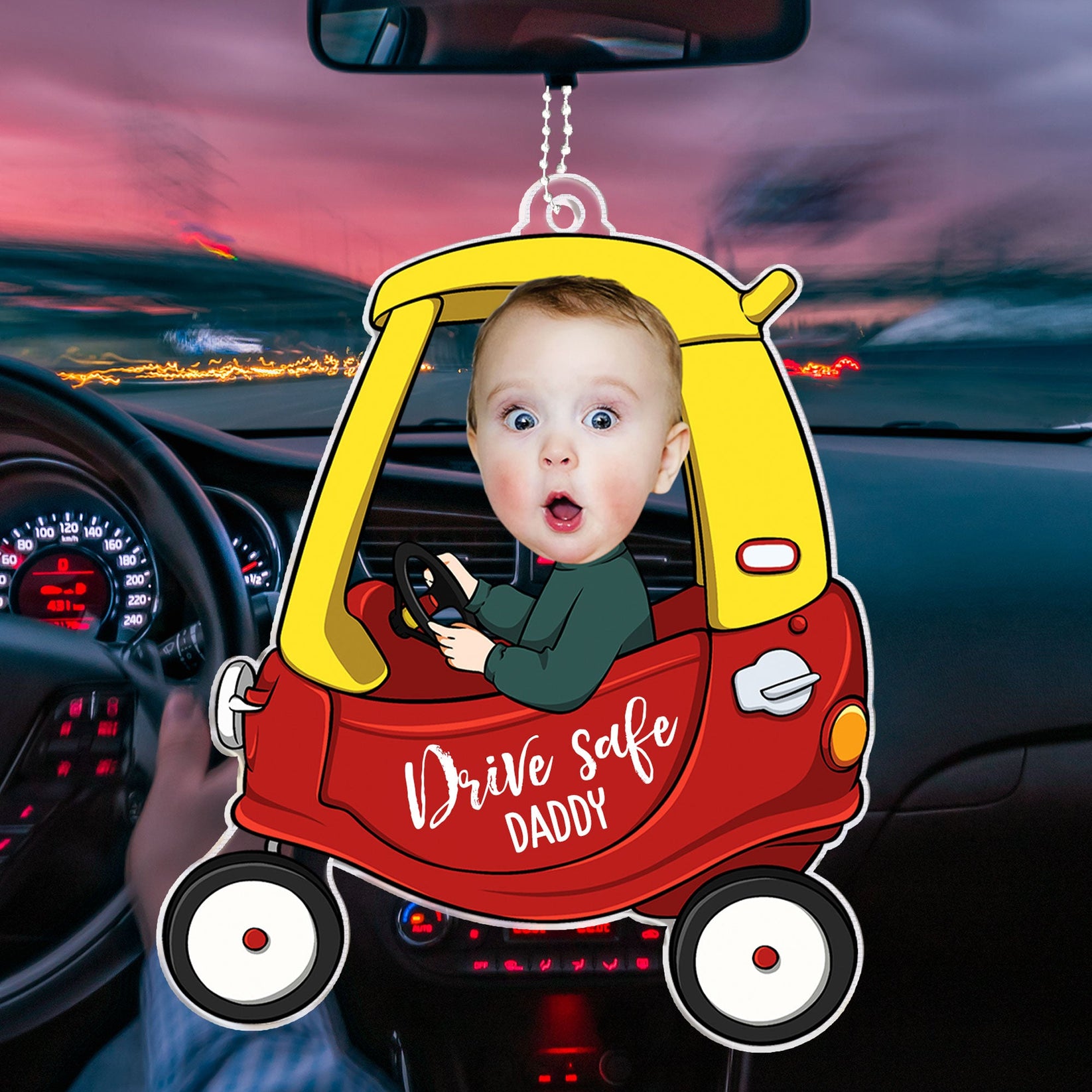 Drive Safe Daddy - Personalized Photo Rear View Mirror Accessory – Macorner