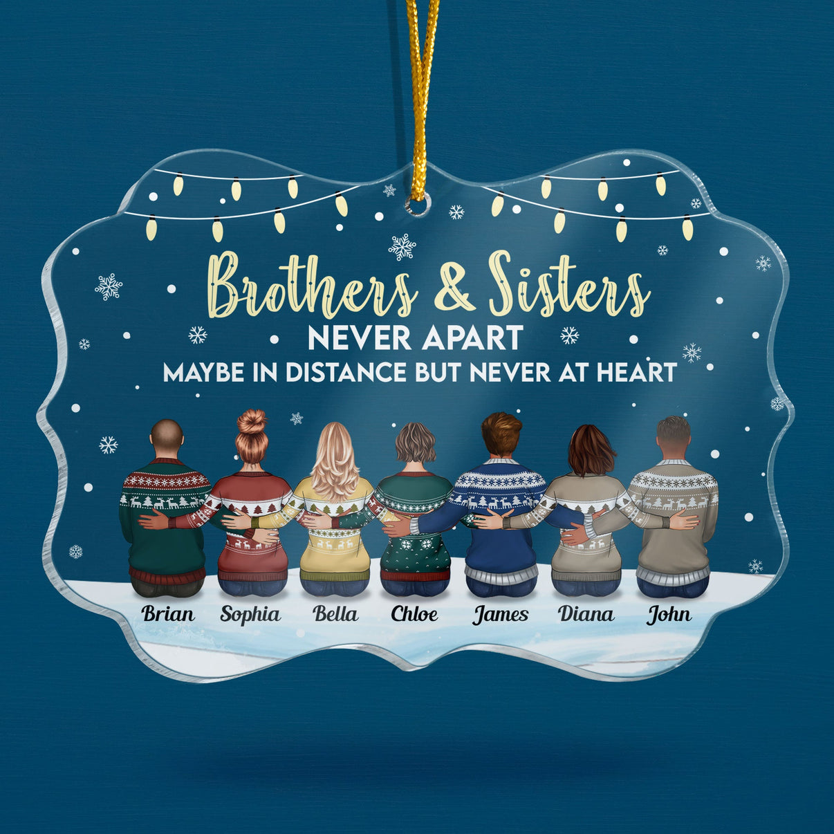 Family Never Apart In Heart - Personalized Siblings Ornament – Macorner