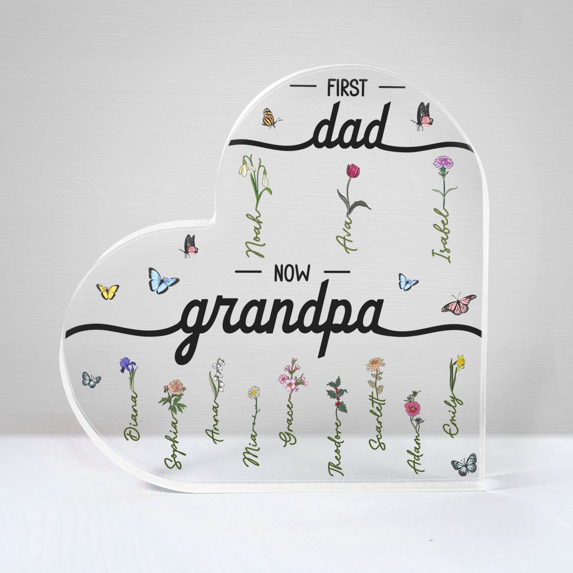 First Dad Now Grandpa With Flowers - Personalized Acrylic Plaque – Macorner