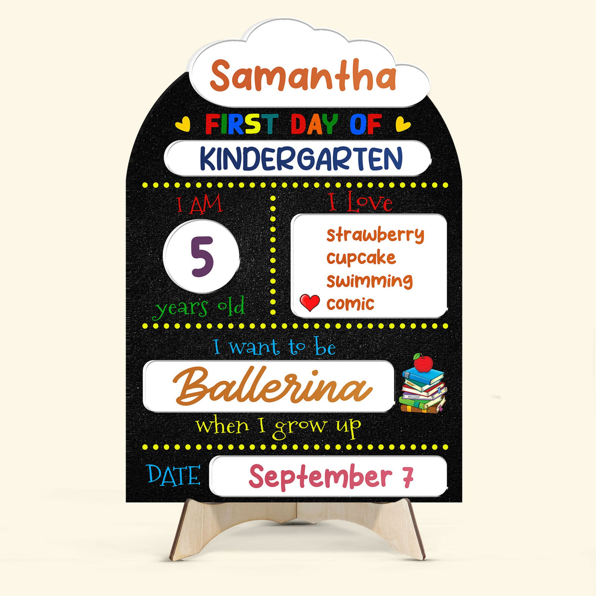 First Day - Personalized First Day of Kindergarten Sign – Macorner