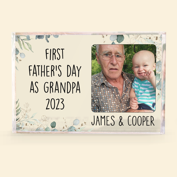 First Father's Day As Grandpa - Personalized Rectangle Acrylic Plaque ...