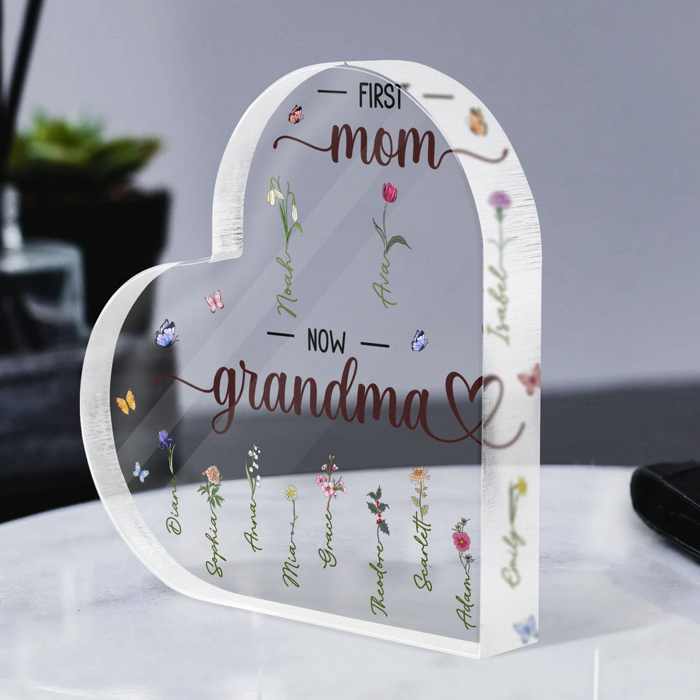 First Mom Now Grandma - Personalized Acrylic Plaque - Gift For Mom ...