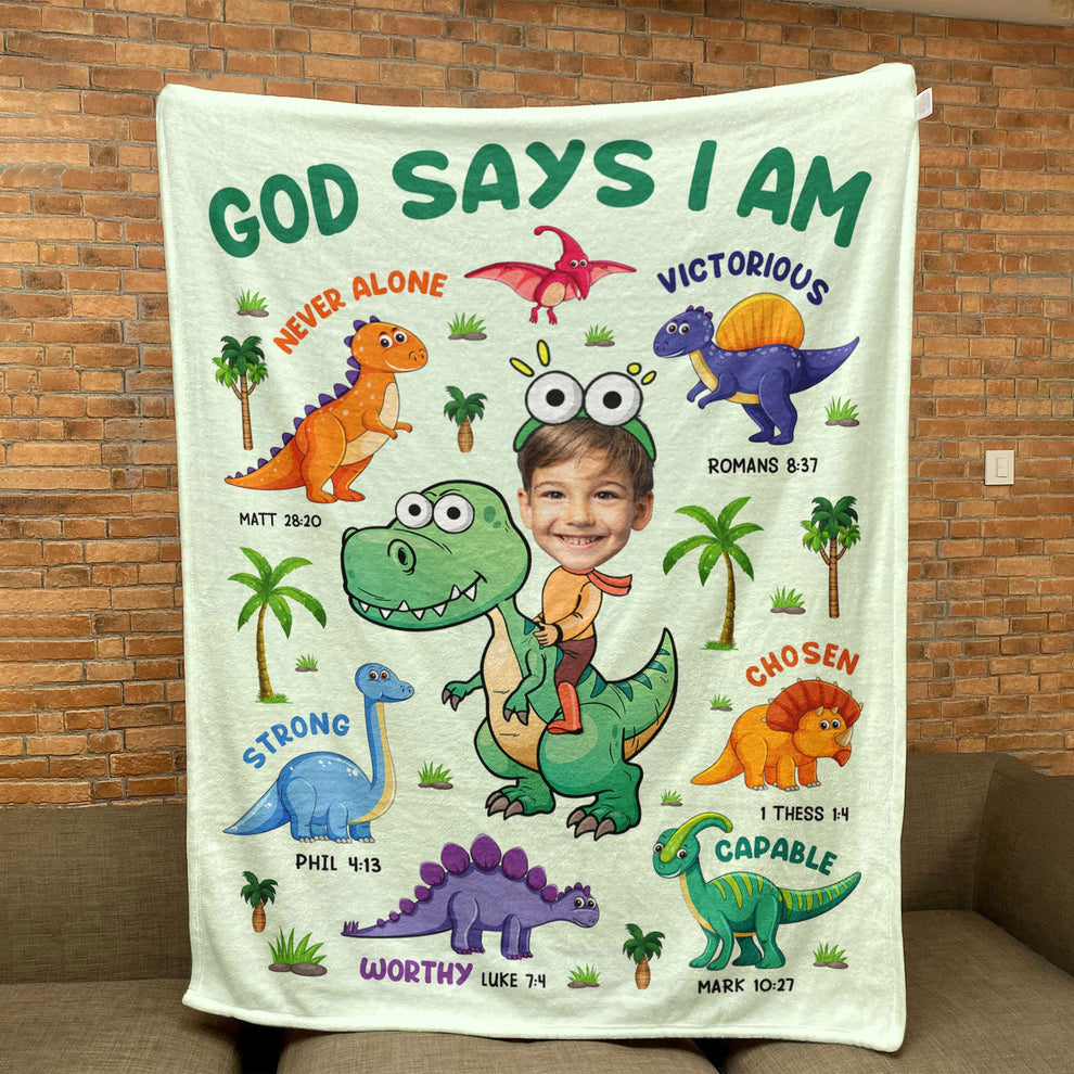 God Says I Am - Personalized Kid Photo Blanket – Macorner